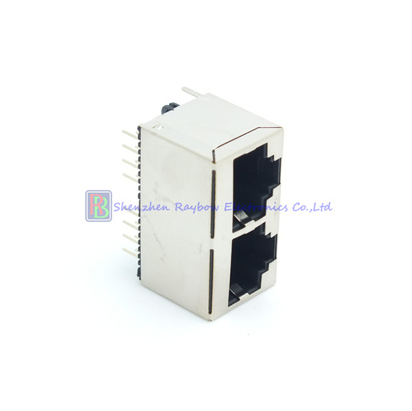Top Entry Shielded 1X2 ports RJ45 PCB module jack
